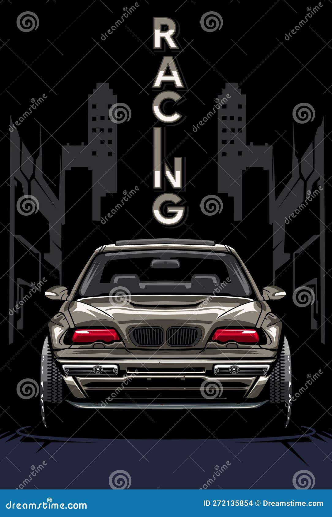 Sports Car Vector Template in with Buildings Background. Stock Vector ...