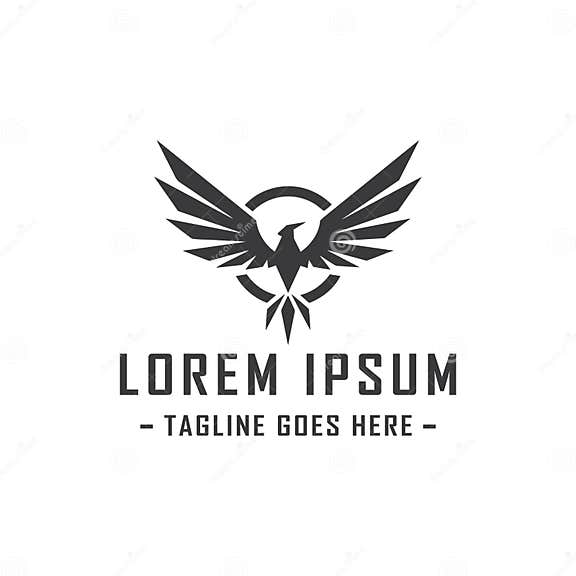 Flying Raven Logo, Majestic Bird Wings Stock Vector - Illustration of ...
