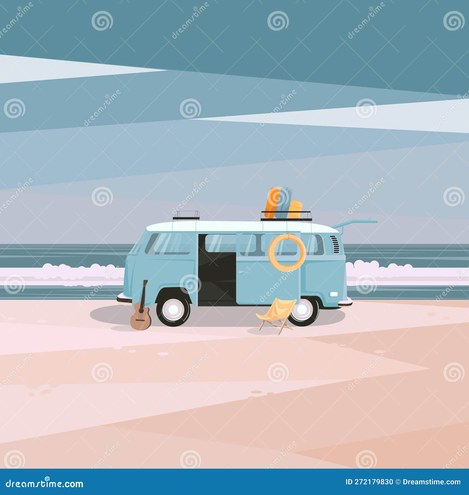 Bus for Traveling Near the Sea Stock Vector - Illustration of traveling ...
