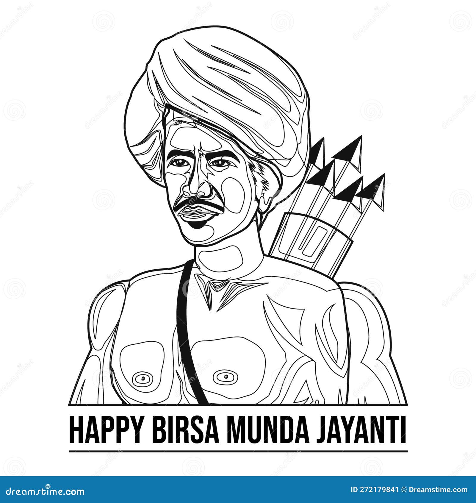 Happy Birsa Munda Jayanti Black & White Vector Stock Vector ...
