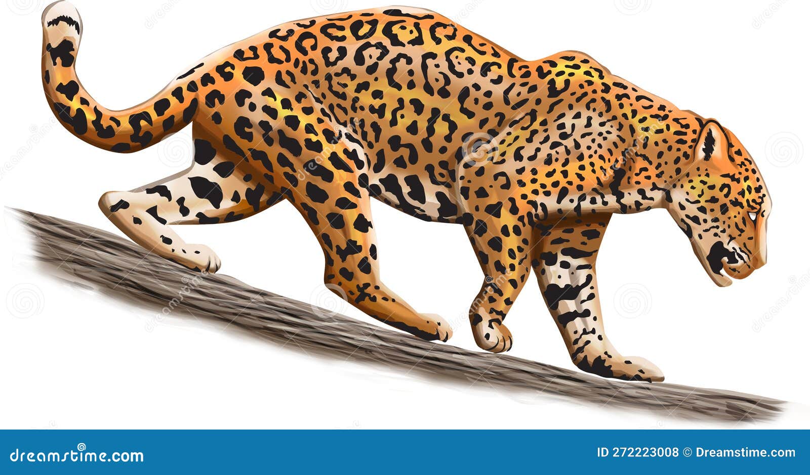 Jaguar on a Branch Illustration Stock Photo - Image of jaguar, branch ...