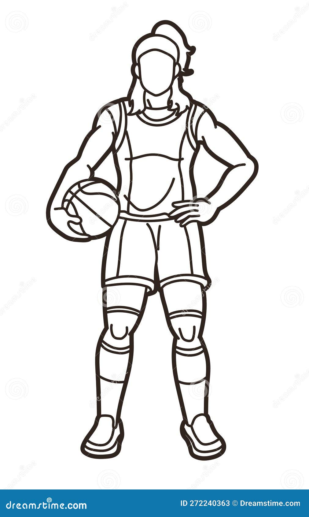 Basketball Female Player Action Cartoon Sport Graphic Vector Stock ...