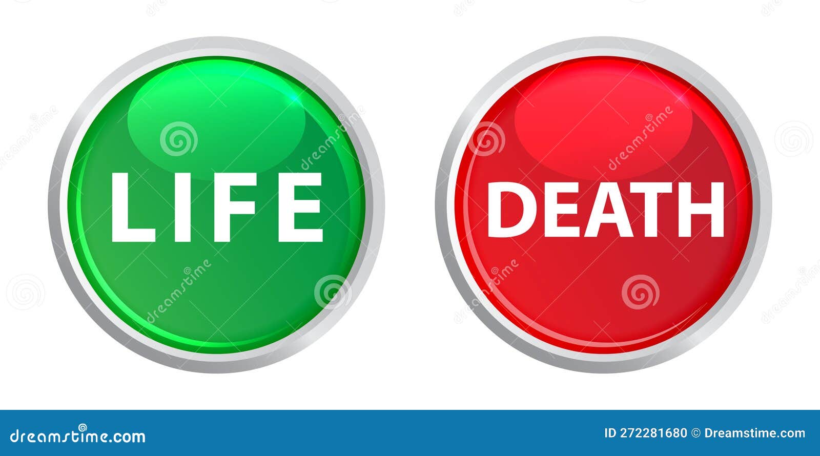 Vector Illustration of Green and Red Buttons with Wordings Life and ...