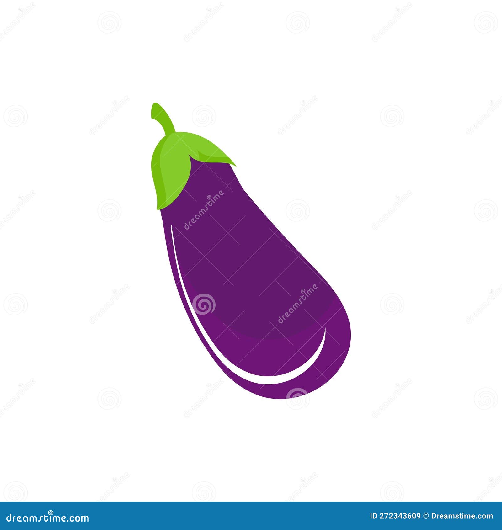 Eggplant Vegetable Icon. Flat Cartoon Aubergine Isolated on White Background Stock Vector ...