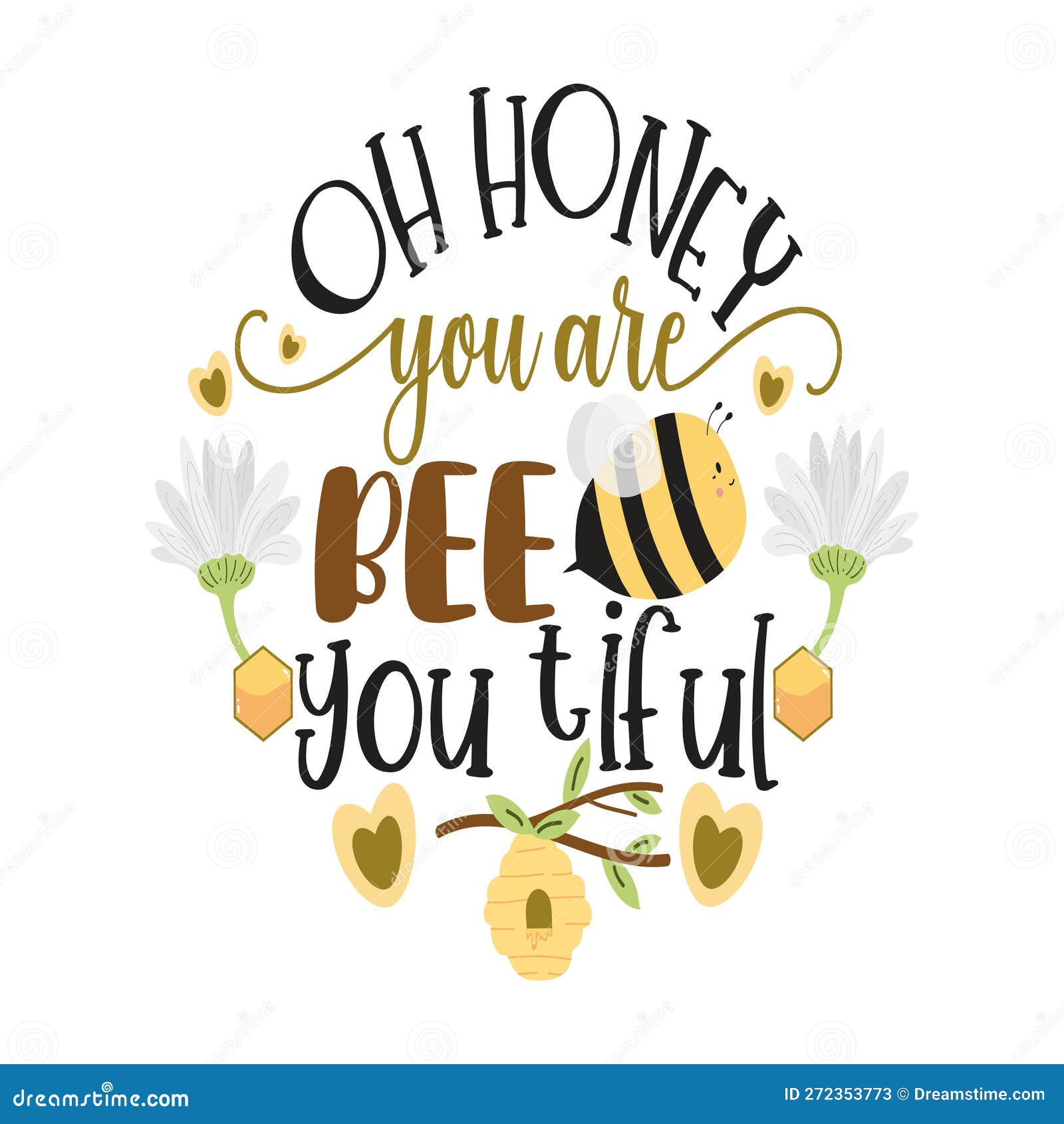 Motivational Inspirational Quotes Design with Bees Illustration. Honey ...