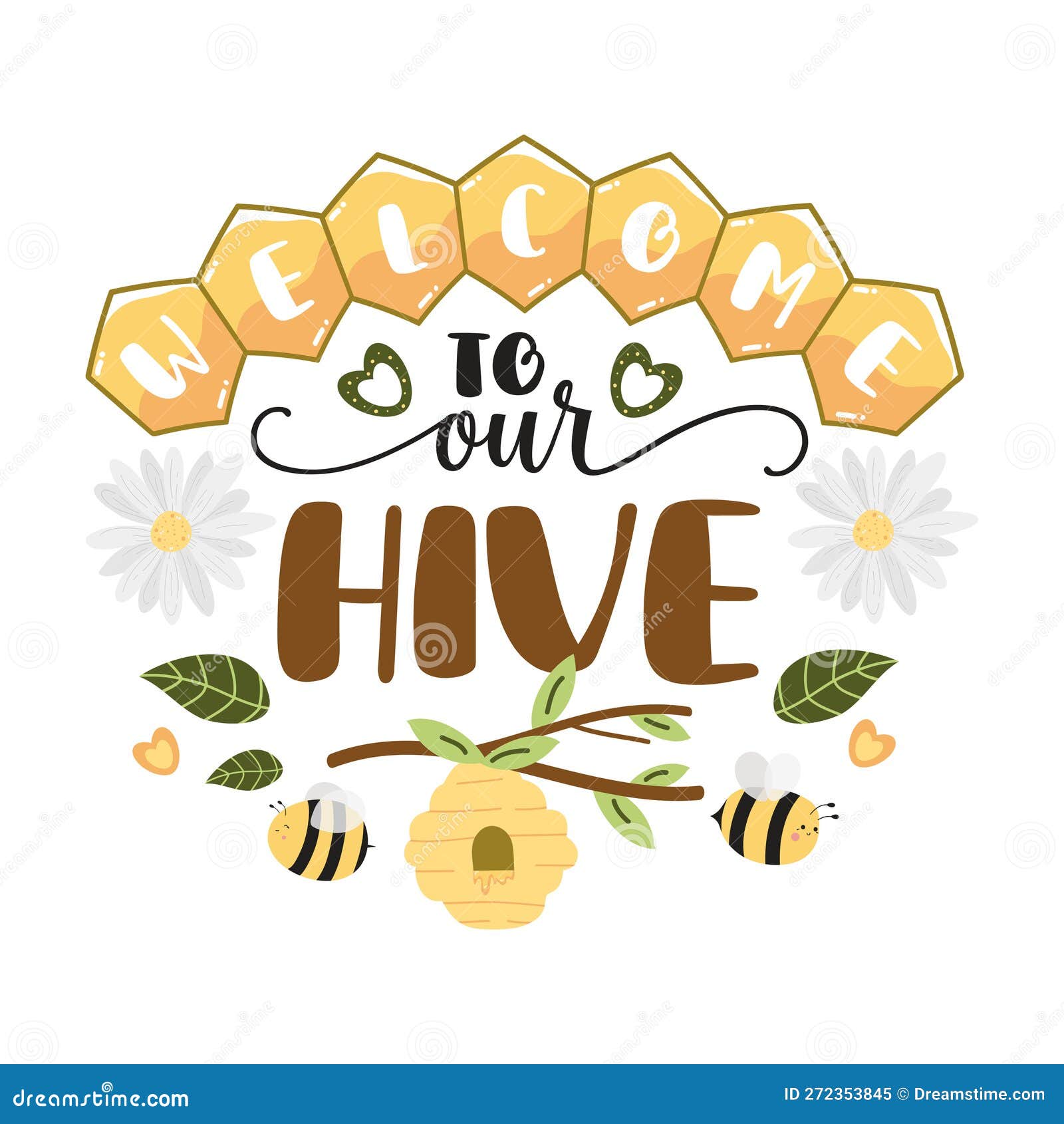 Motivational Inspirational Quotes Design with Bees Illustration. Honey ...