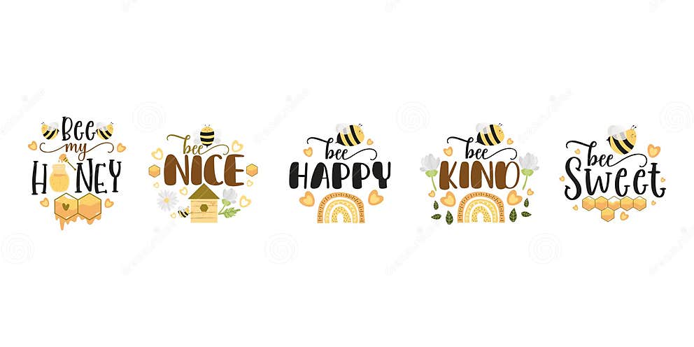 Motivational Inspirational Quotes Design with Bees Illustration. Honey ...