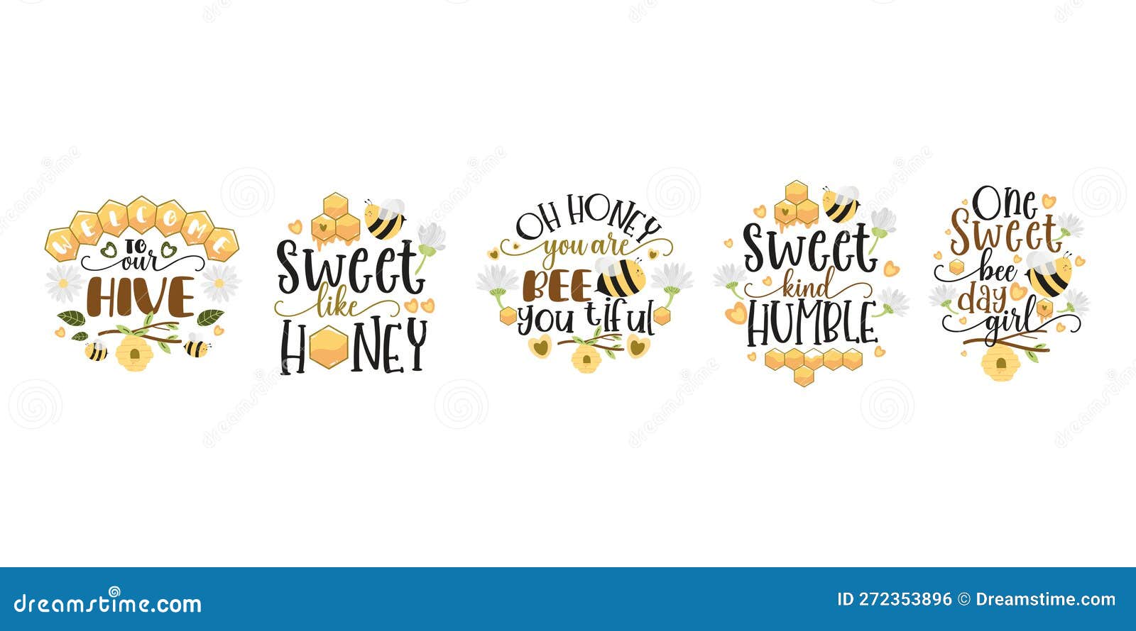 Motivational Inspirational Quotes Design with Bees Illustration. Honey ...