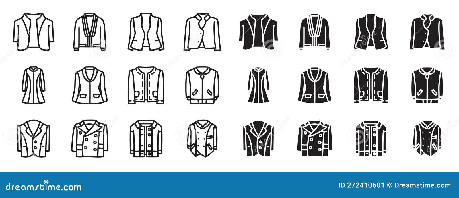 Jacket Icons Set Man Woman And Unisex Jacket Stock Vector