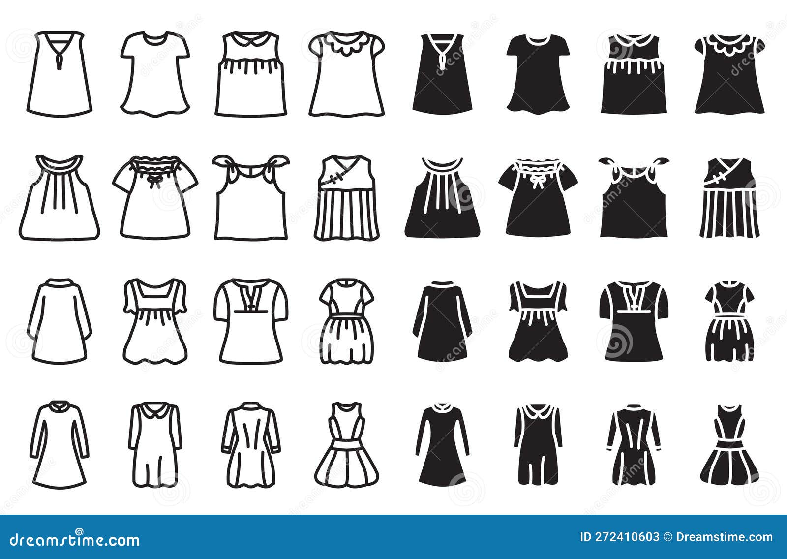 Dress Icon Set Including Kids Clothing. Stock Vector - Illustration of ...