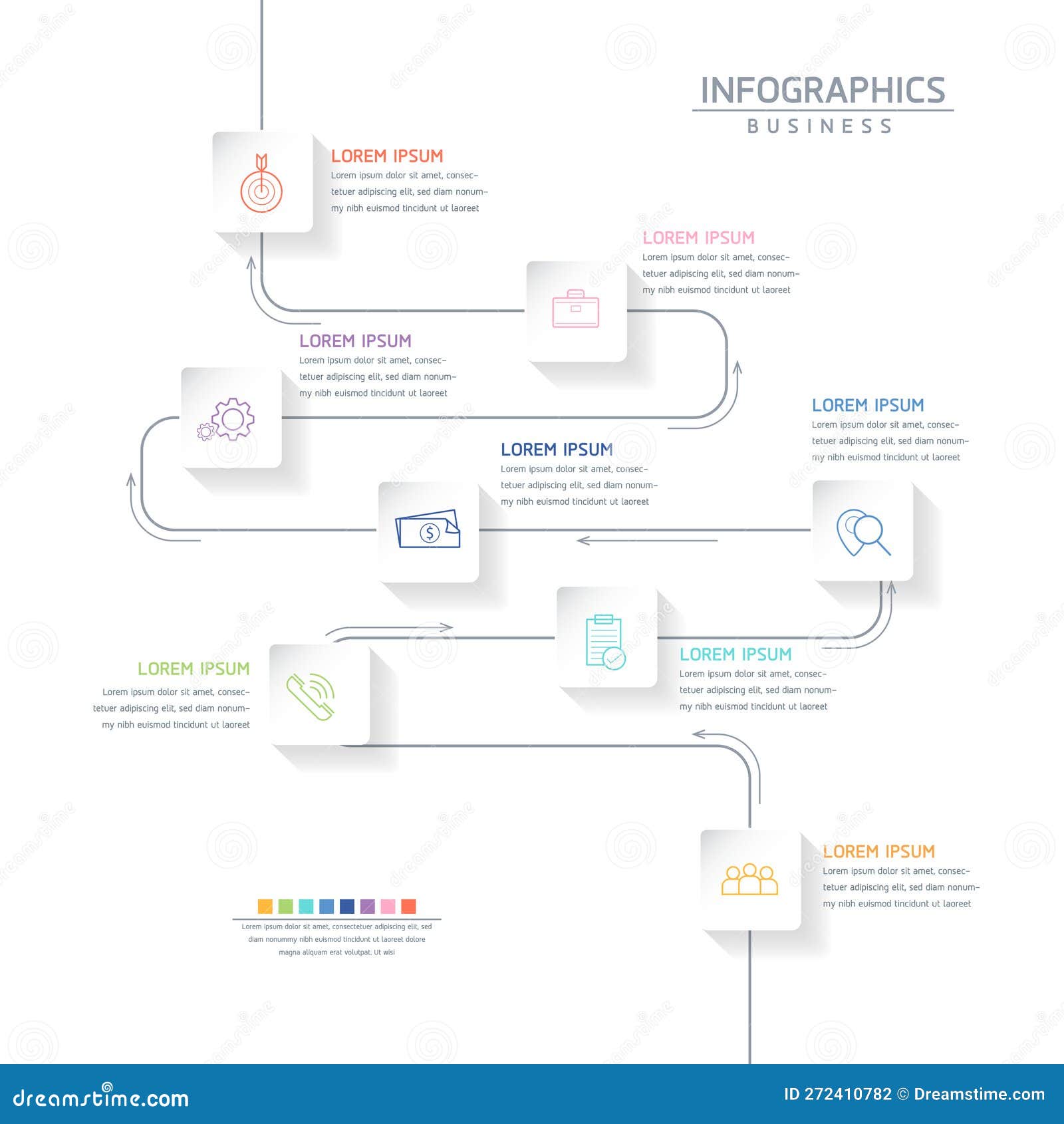 Vector Business Presentation Timeline Connecting Steps Infographic ...