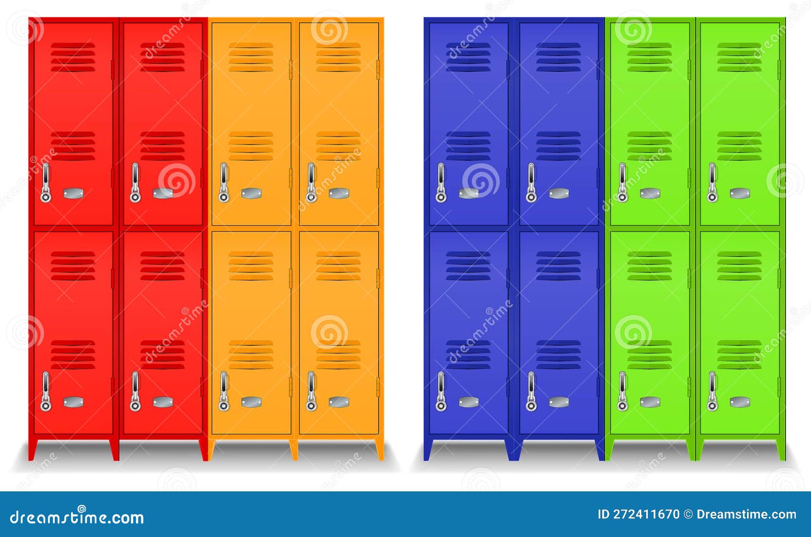 Lockers With One Open And Closed Door. Outline Drawing Cartoon Vector ...