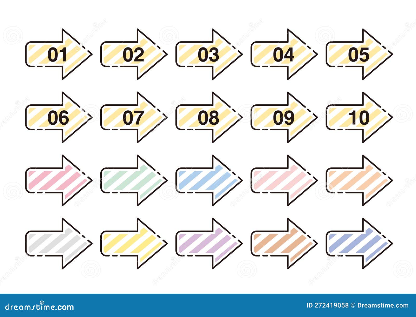 Arrow Icon Set - Stripe Pattern Stock Vector - Illustration of ...