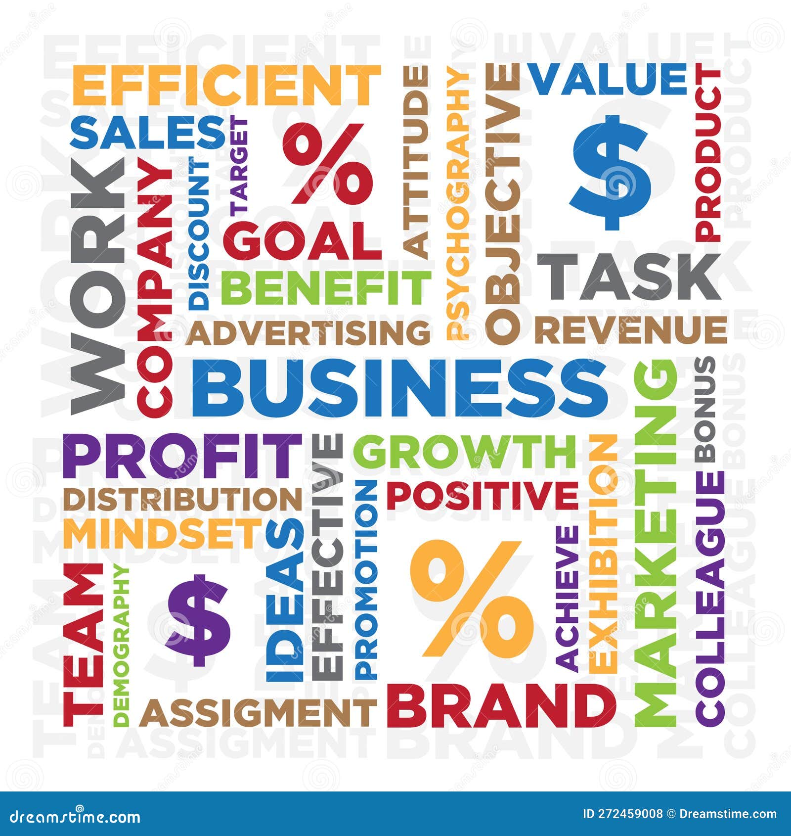 Vector Illustration Business-Related Word Cloud in Various Colors Stock ...