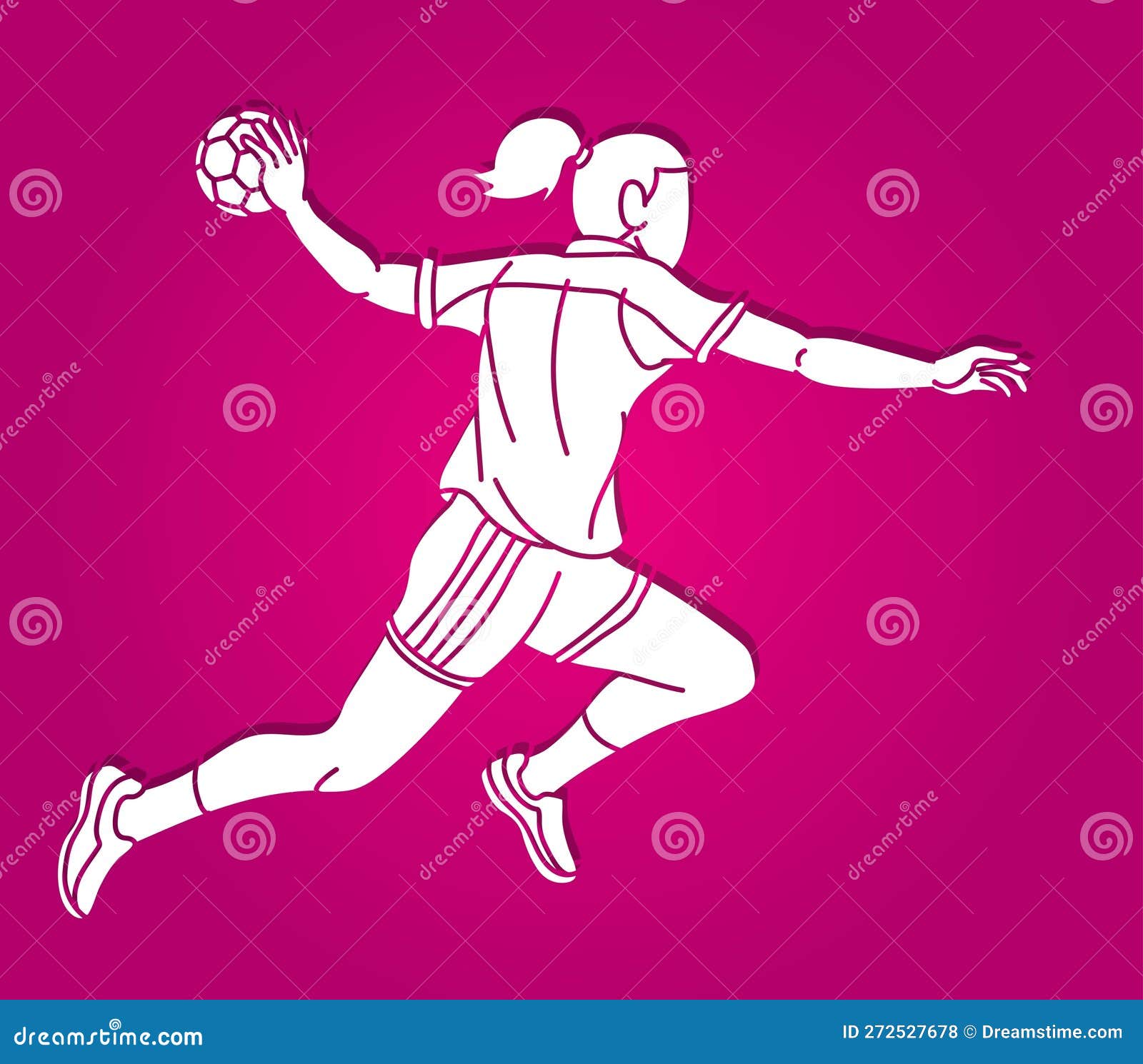 Handball Sport Woman Player Action Cartoon Graphic Vector Stock Vector ...