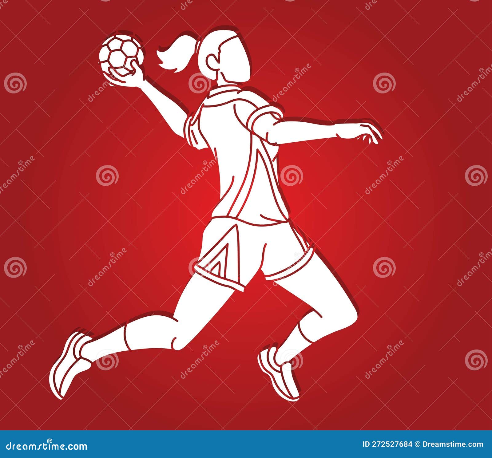 Handball Sport Woman Player Action Cartoon Graphic Vector Stock Vector ...
