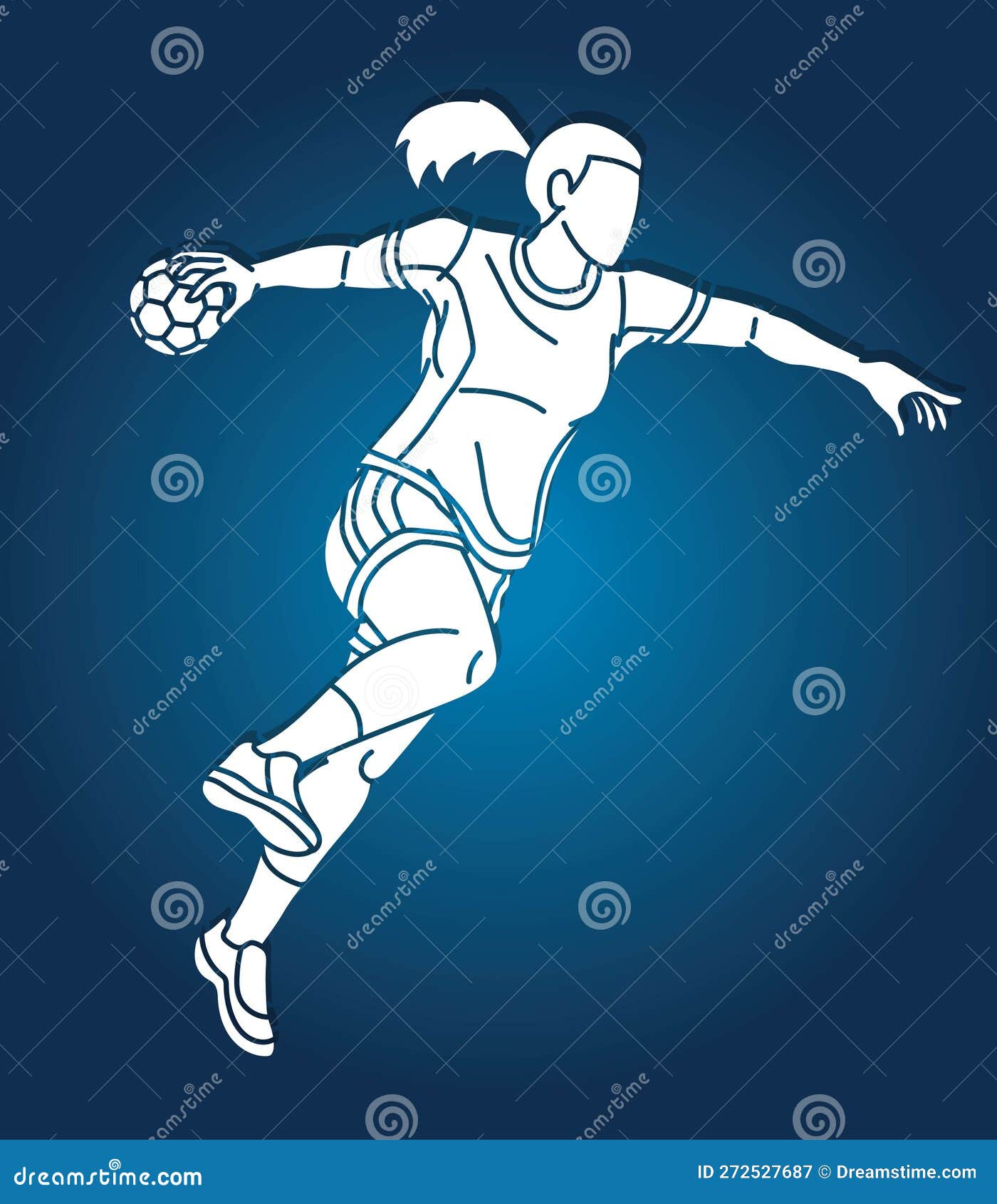 Handball Sport Woman Player Action Cartoon Graphic Vector Stock Vector ...