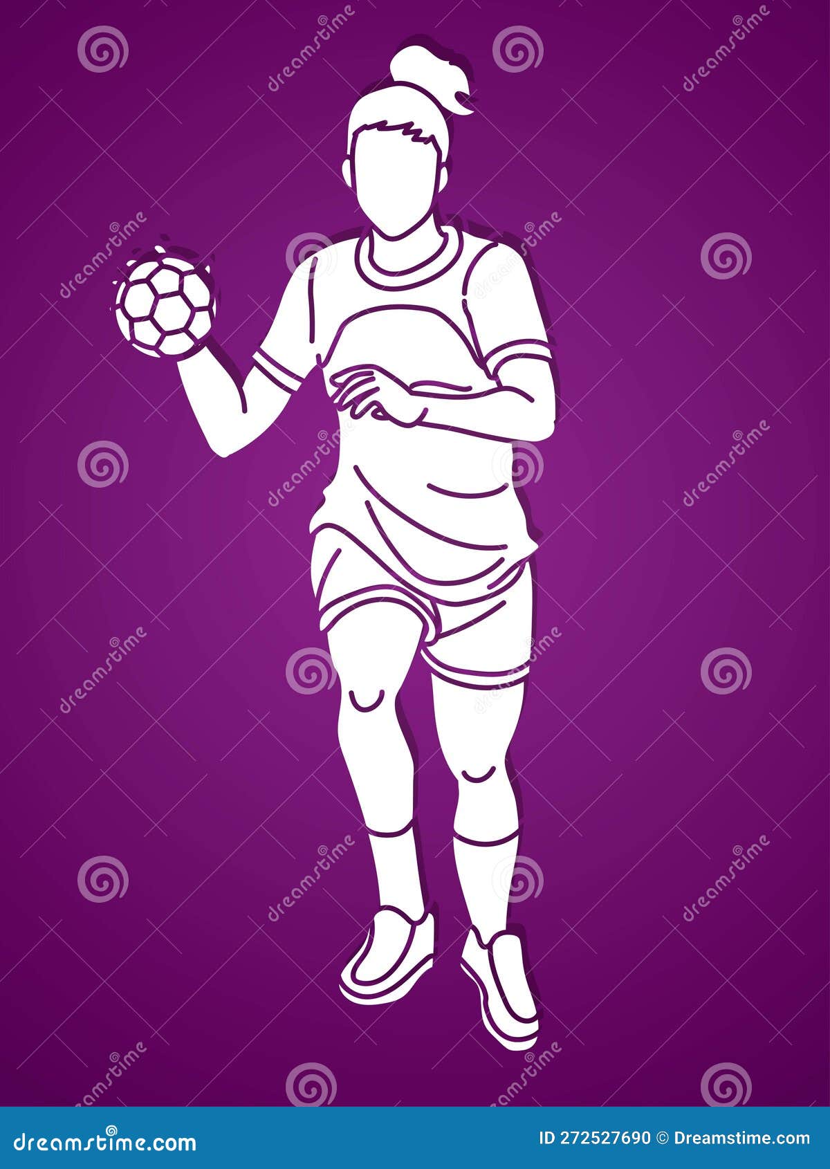 Handball Sport Woman Player Action Cartoon Graphic Vector Stock Vector ...
