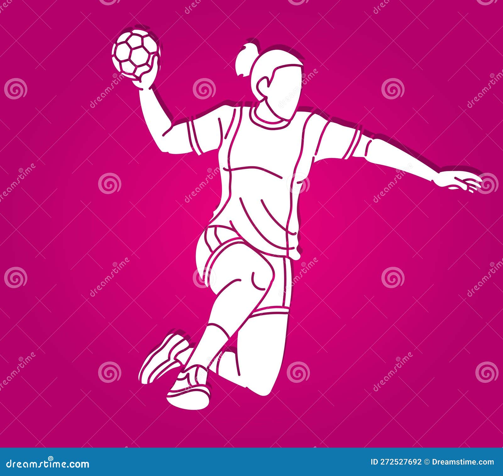Handball Sport Woman Player Action Cartoon Graphic Stock Vector ...