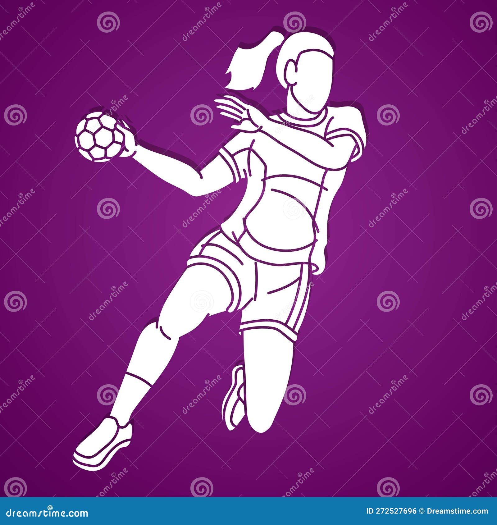 Handball Sport Woman Player Action Cartoon Graphic Vector Stock Vector ...