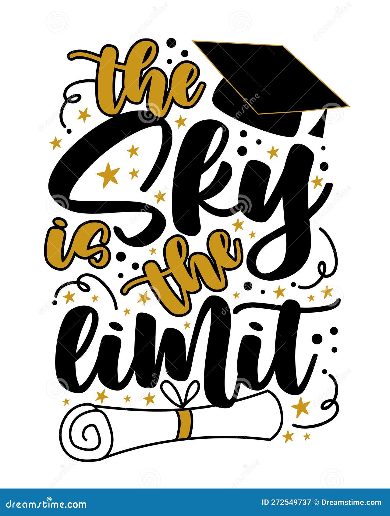 The Sky is the Limit - Motivational Quote with Graduate Cap and ...
