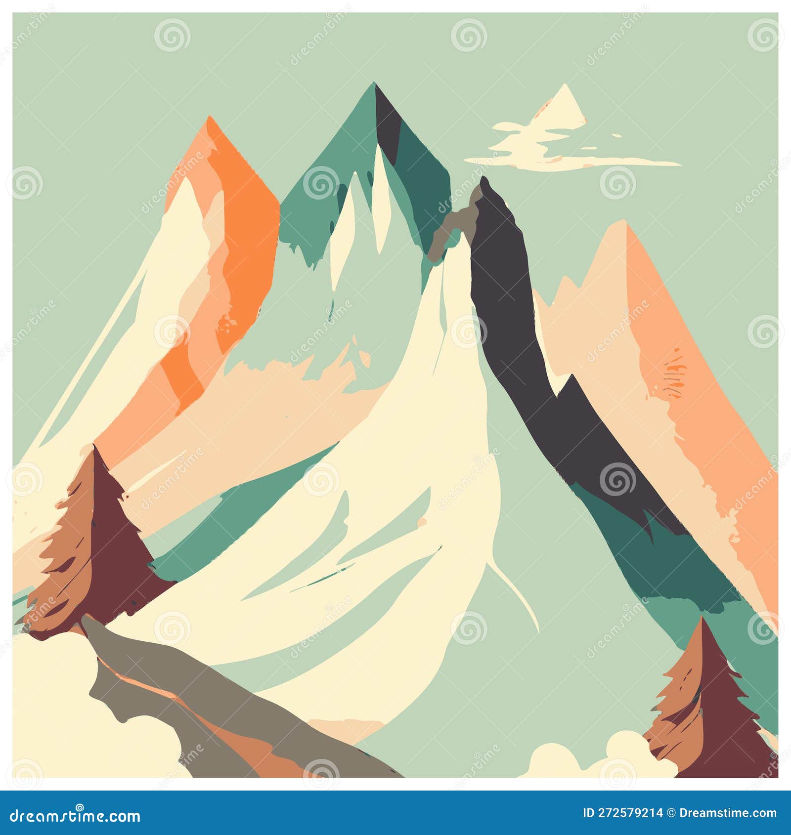 Vector Mountain Scenery, with Forests of Fir Trees Stock Vector ...