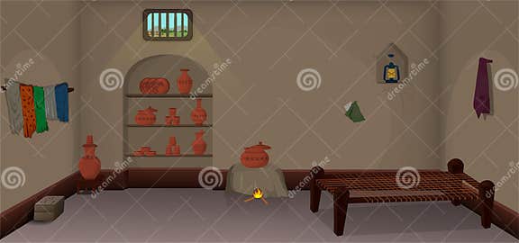 Village Poor Room Inside Cartoon Background, Poor House with Kitchen ...