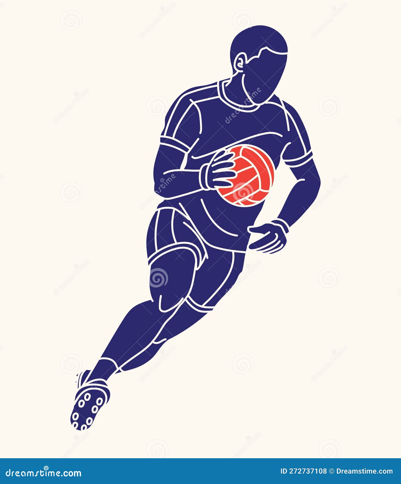 Gaelic Football Male Player Action Cartoon Graphic Stock Vector ...