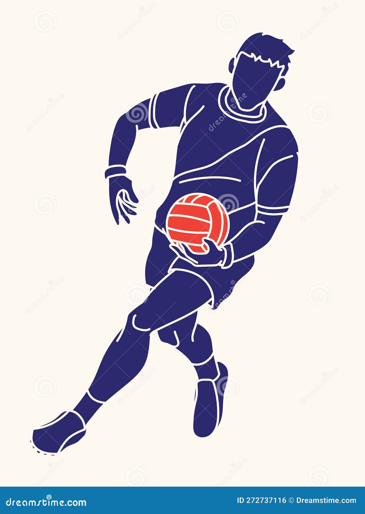 Gaelic Football Male Player Action Cartoon Graphic Vector Stock ...