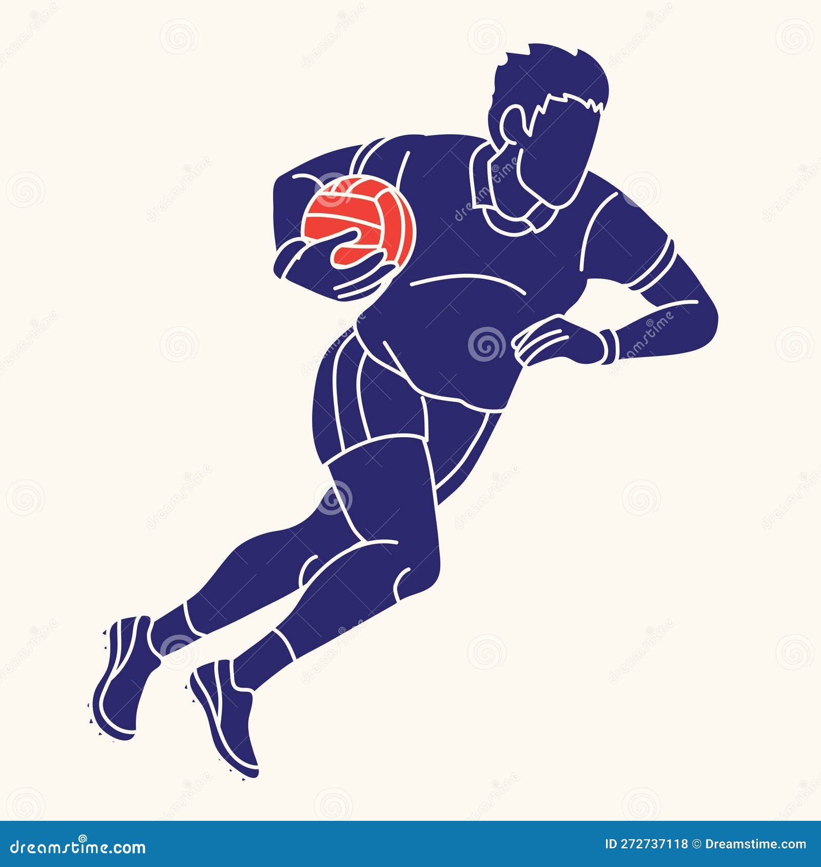 Gaelic Football Male Player Action Cartoon Graphic Stock Illustration ...