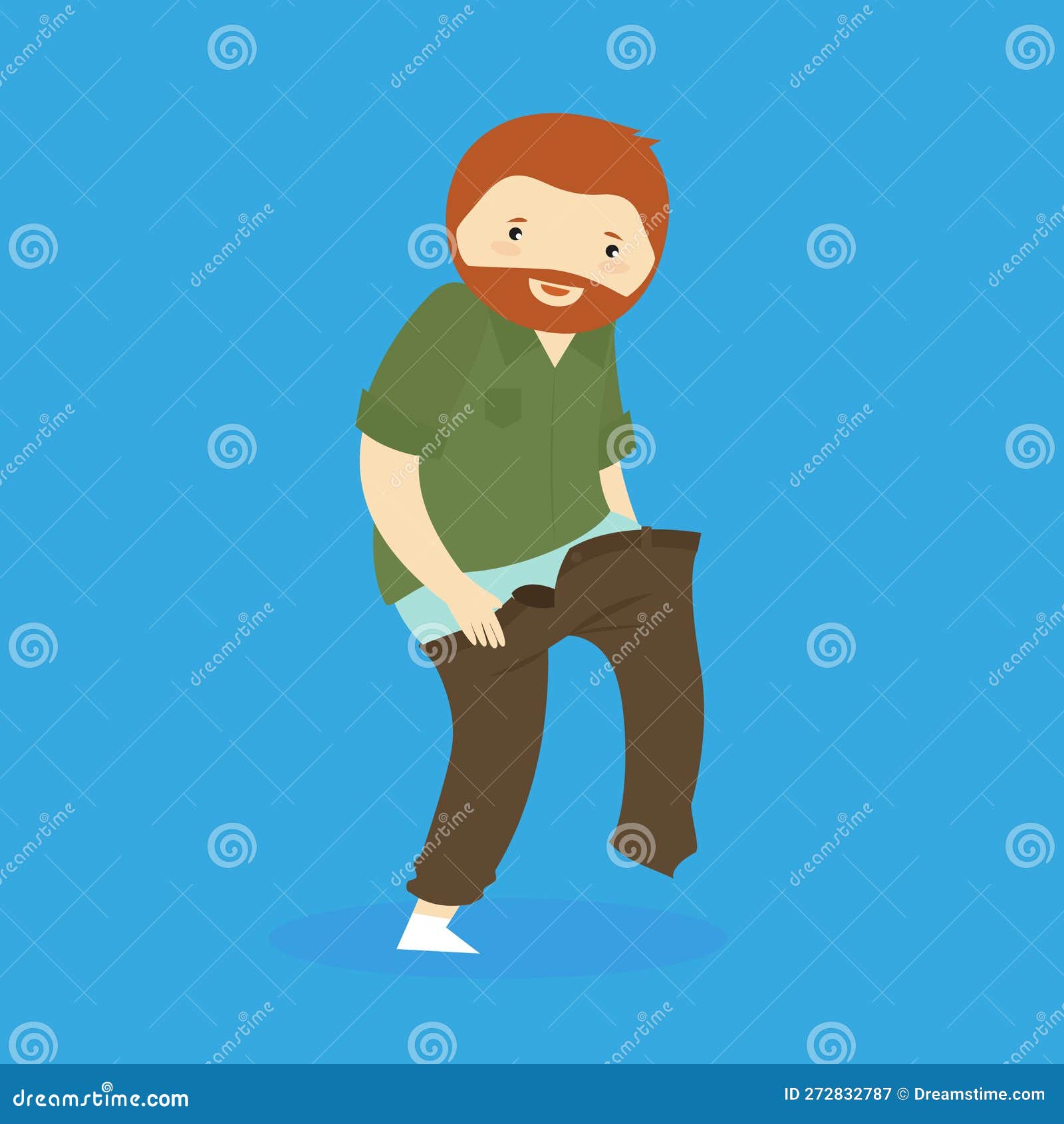 Man Puts on Pants. Vector Illustration Stock Illustration ...
