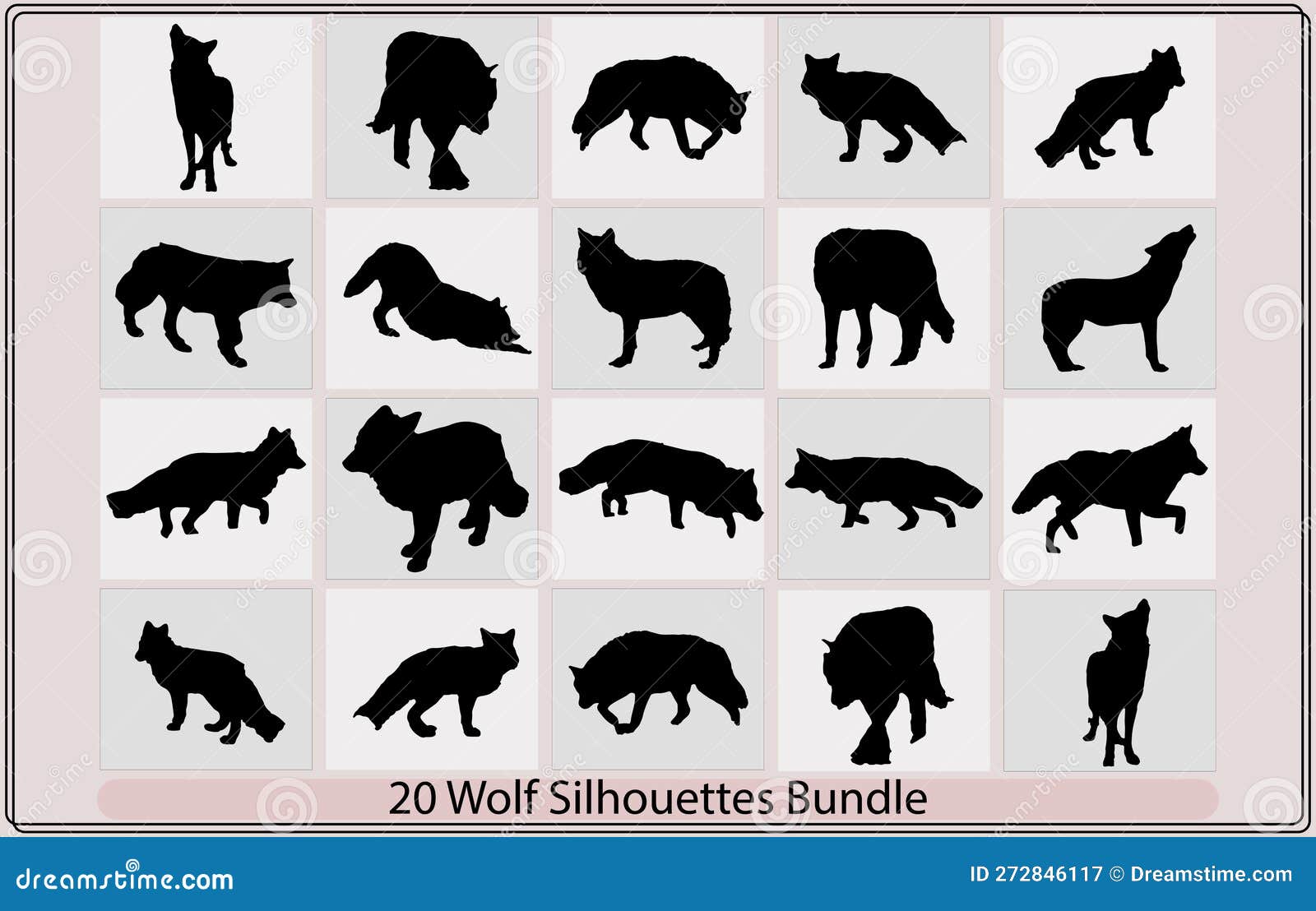 Set of Wolf Silhouettes,silhouette of Wolf,Wolves Outline Collection ...