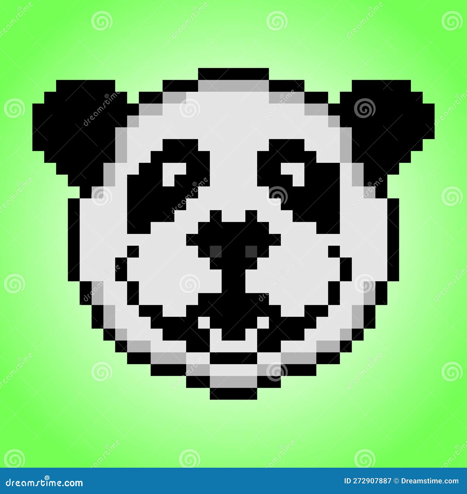Panda head with pixel art. stock vector. Illustration of school - 272907887