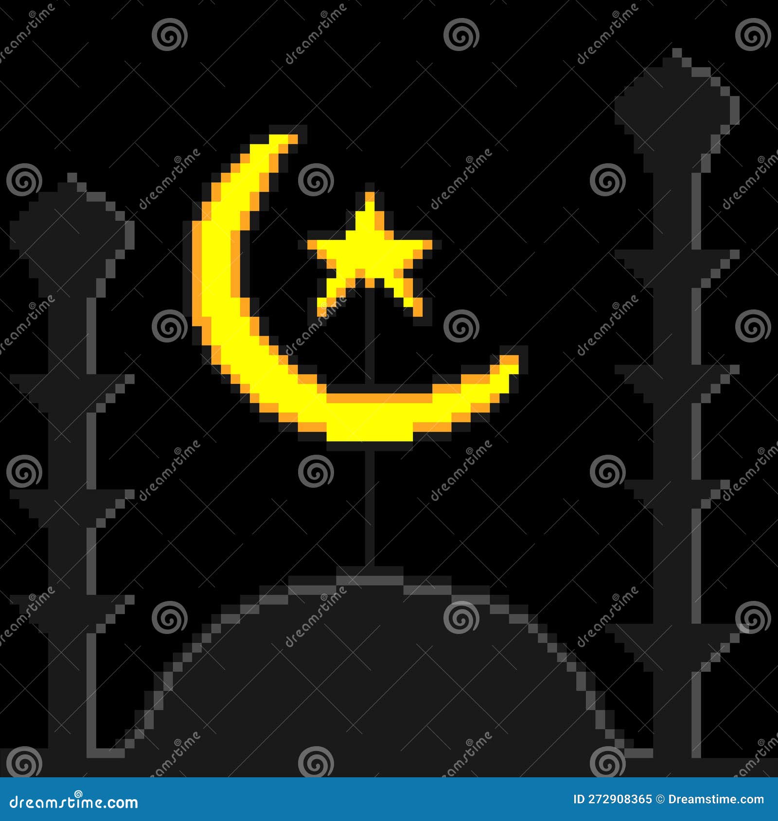Ramadan Kareem in Pixel Art. Stock Vector - Illustration of calligraphy ...