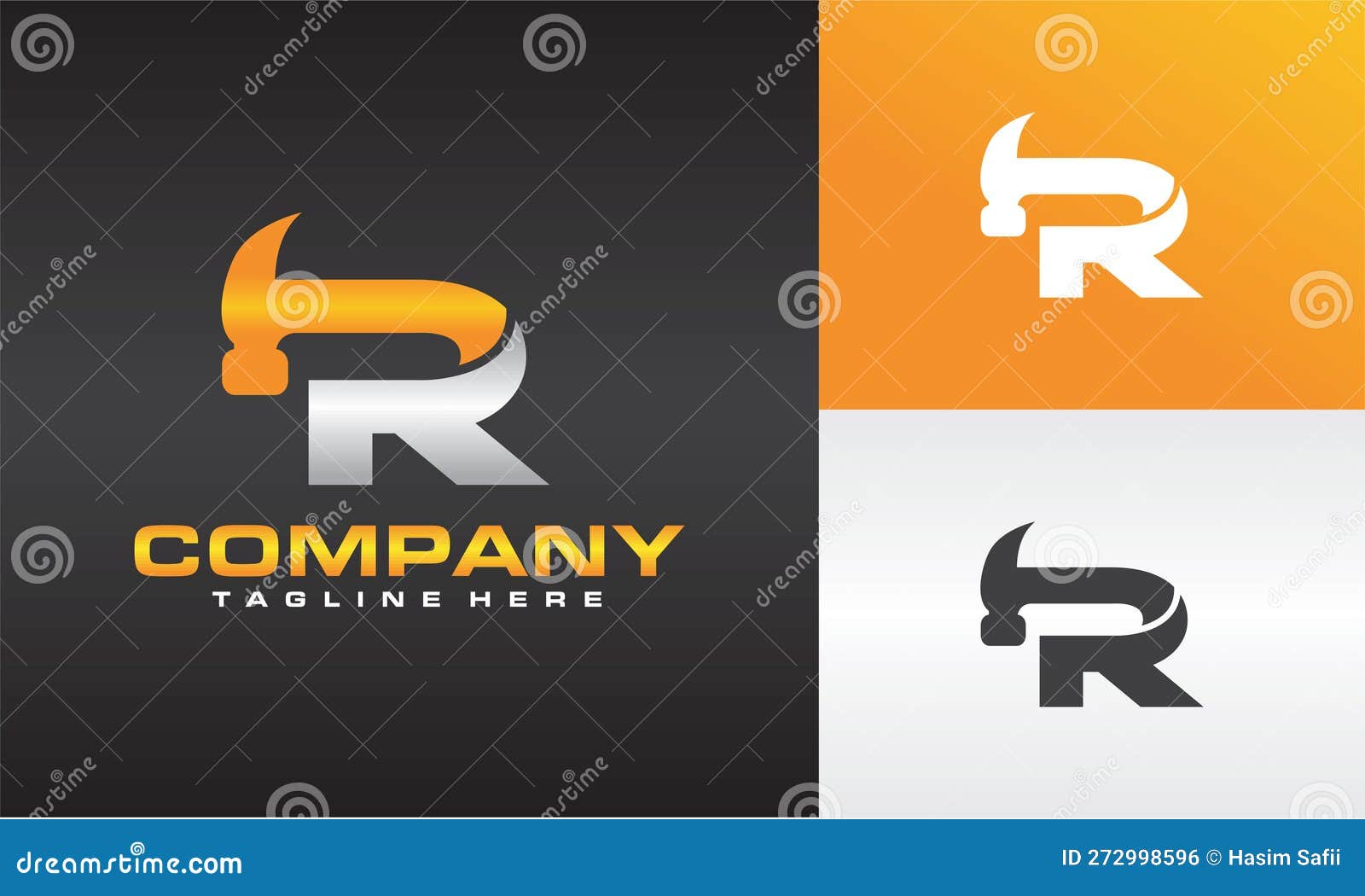 Initials R hammer logo stock illustration. Illustration of logotype ...