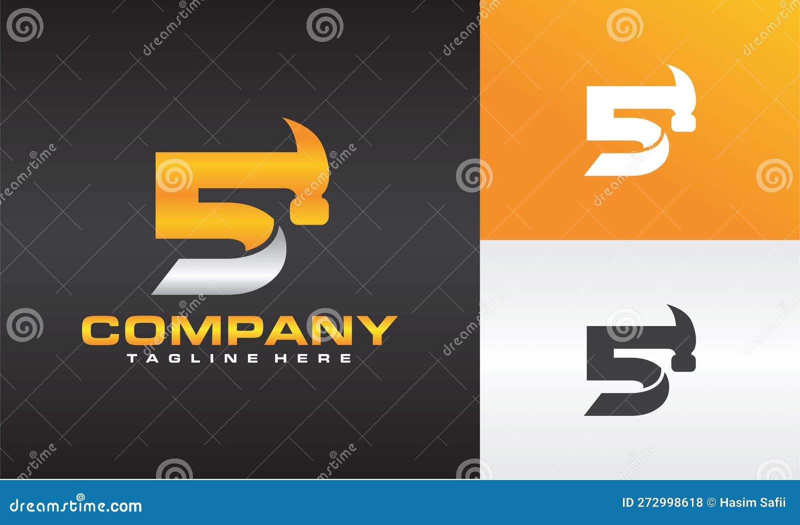Number five hammer logo stock vector. Illustration of building - 272998618