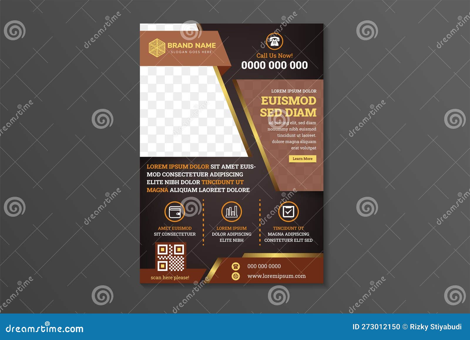 Modern Abstract Flyer Design Template Use Vertical Layout with Dummy ...