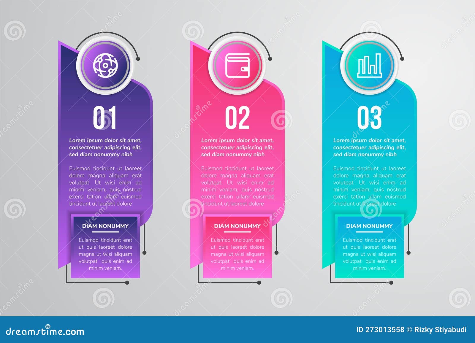 3 Steps Half Cycle Infographics Element Template Chart. Cartoon Vector ...