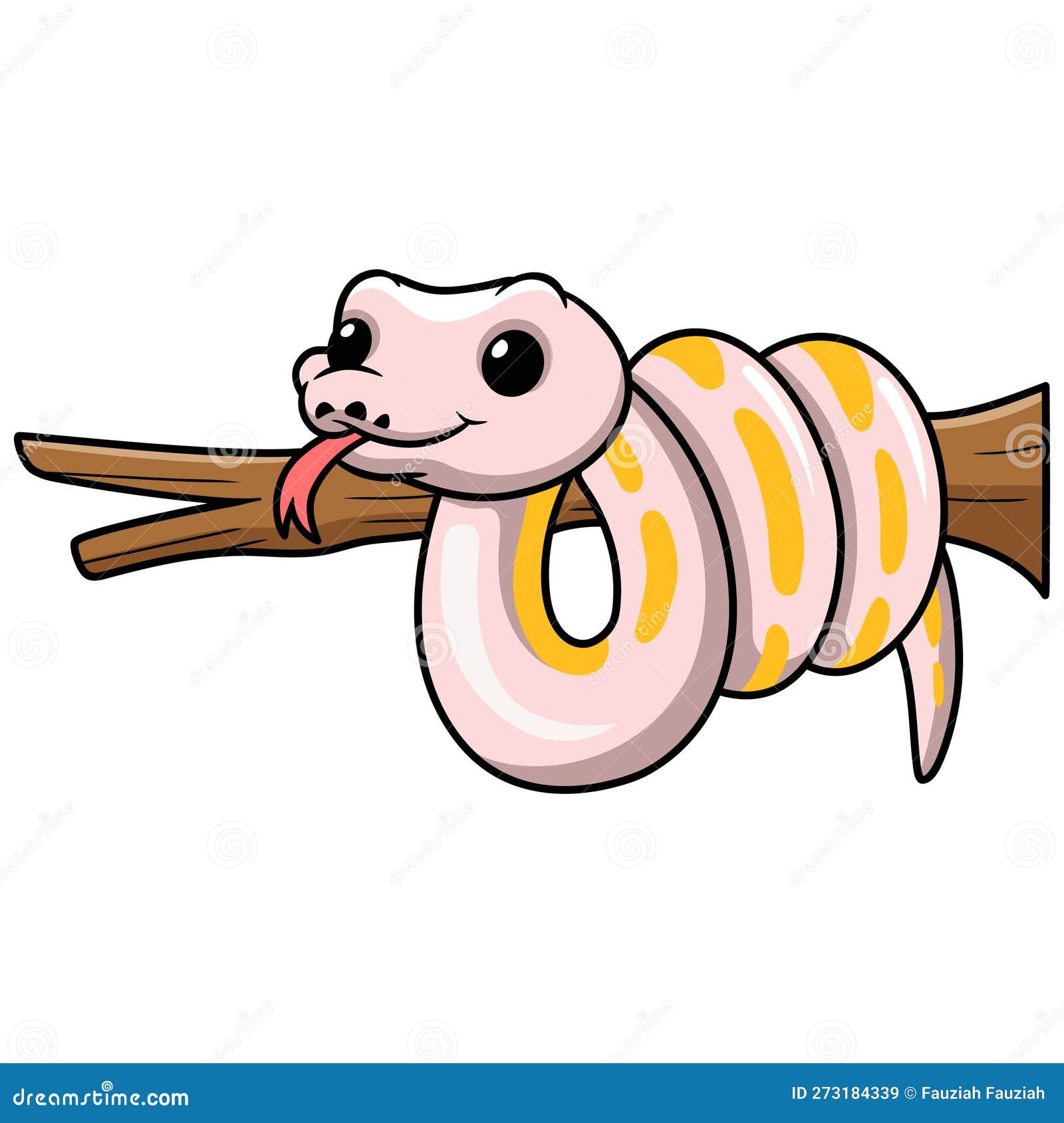 Cute Super Cinnamon Banana Ball Python Cartoon on Tree Branch Stock ...