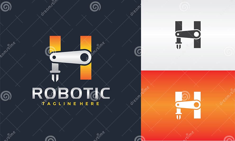 Initials H robot arm logo stock illustration. Illustration of vector ...