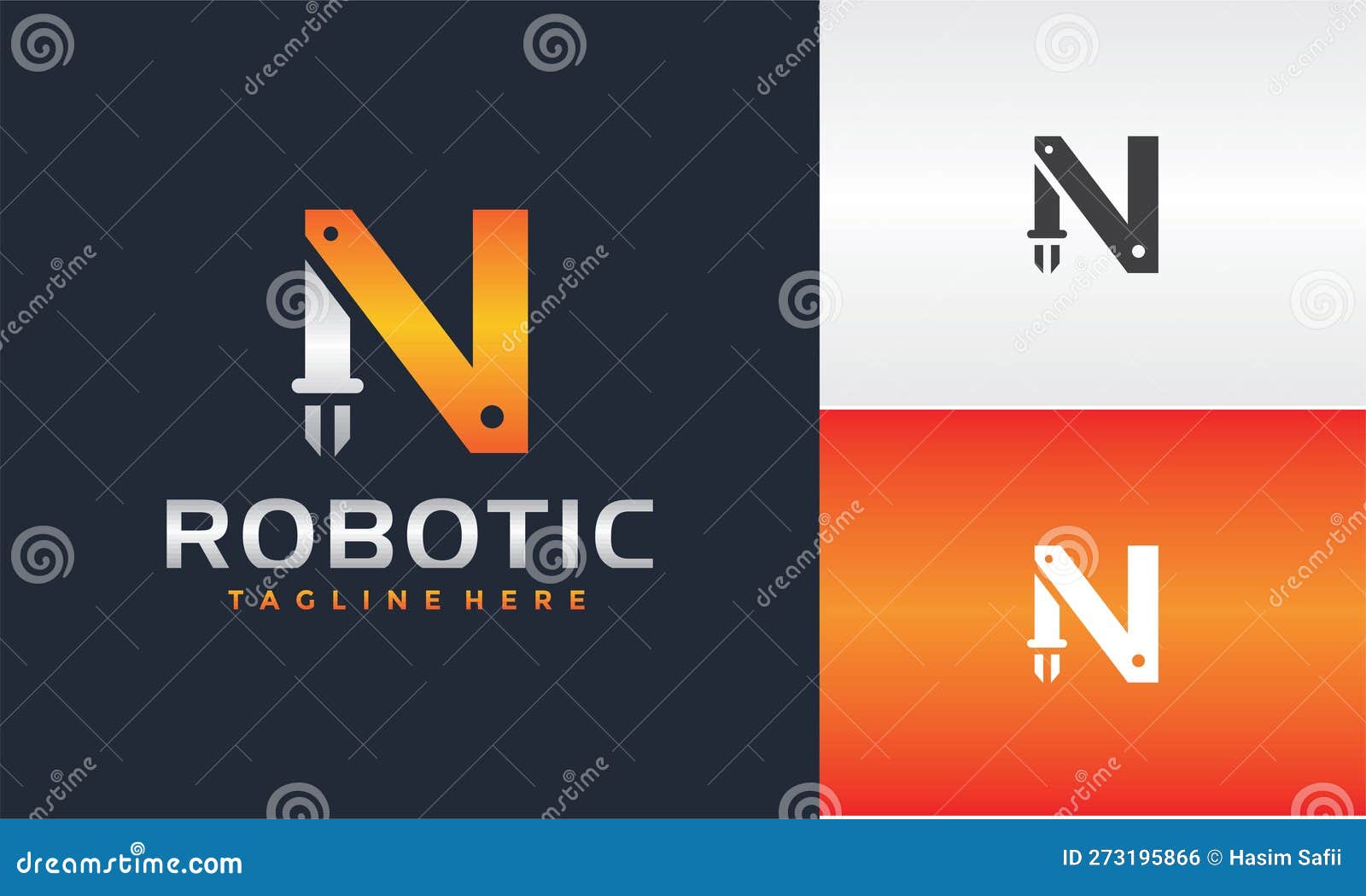 Initial N robot arm logo stock illustration. Illustration of identity ...