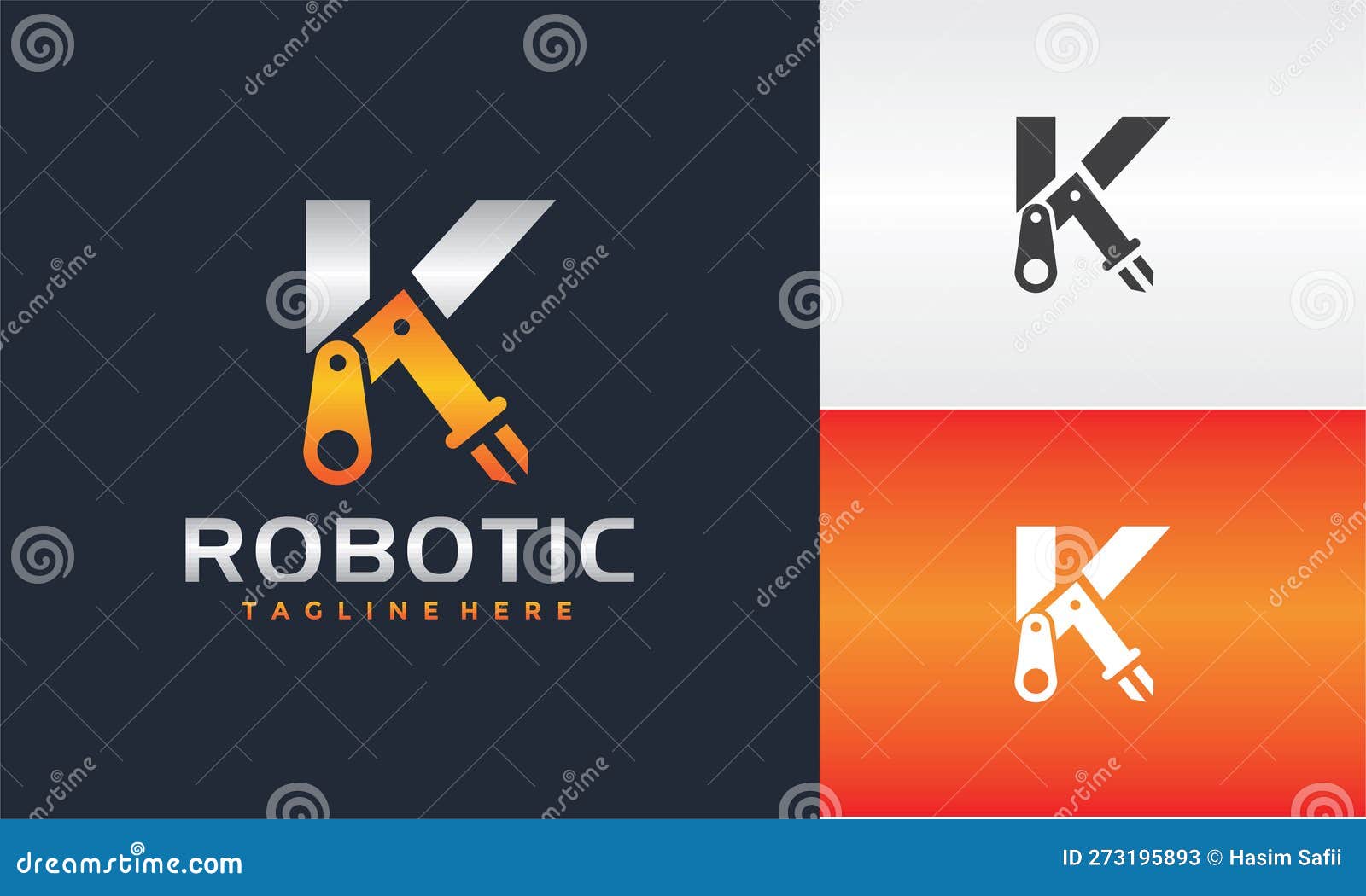 Initial K robot arm log stock illustration. Illustration of design ...