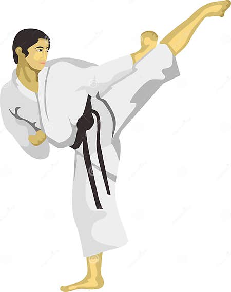 Karate Side Kick Martial Art Vector Stock Vector - Illustration of ...