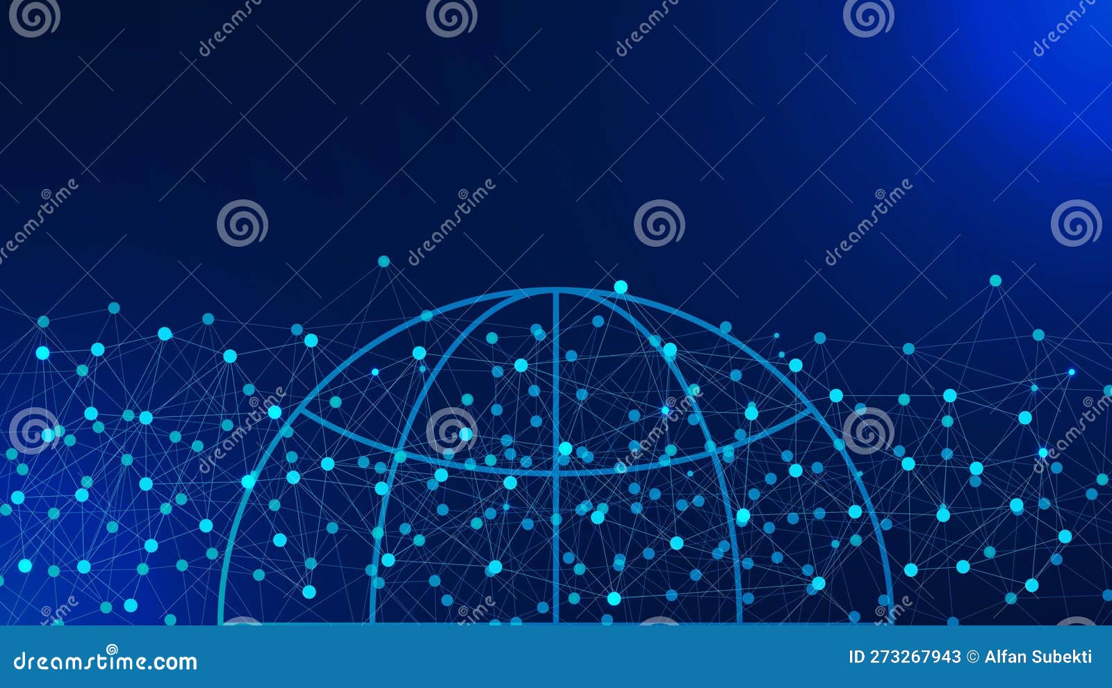Abstract Global Connection with Globe Icon with Dark Blue Background ...