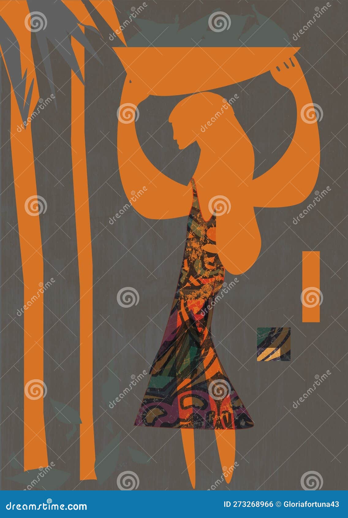 Interesting Motif, Woman with Fruit Bowl Stock Illustration ...