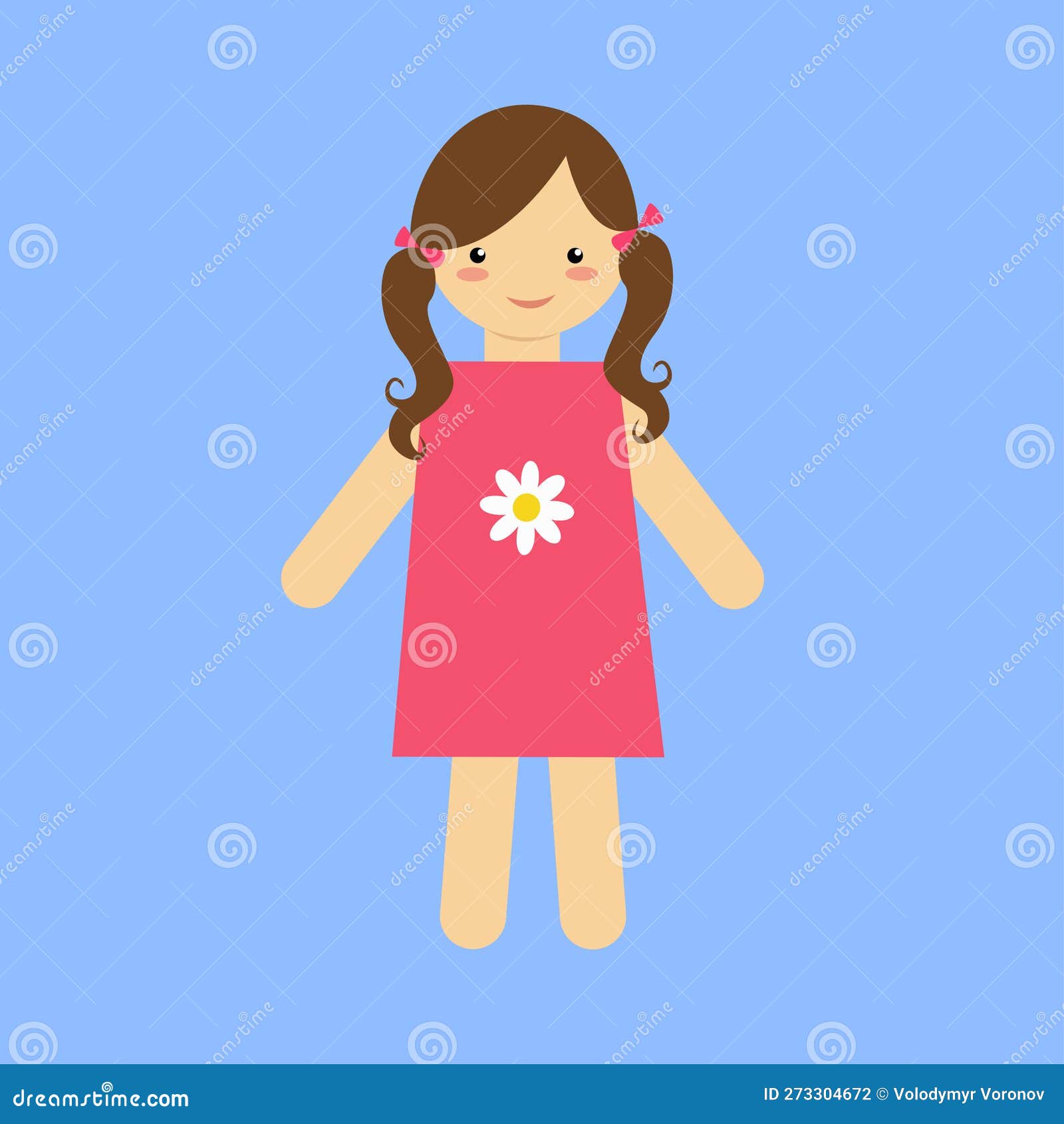 Cute Little Girl in Pink Dress. Vector Illustration Stock Vector ...