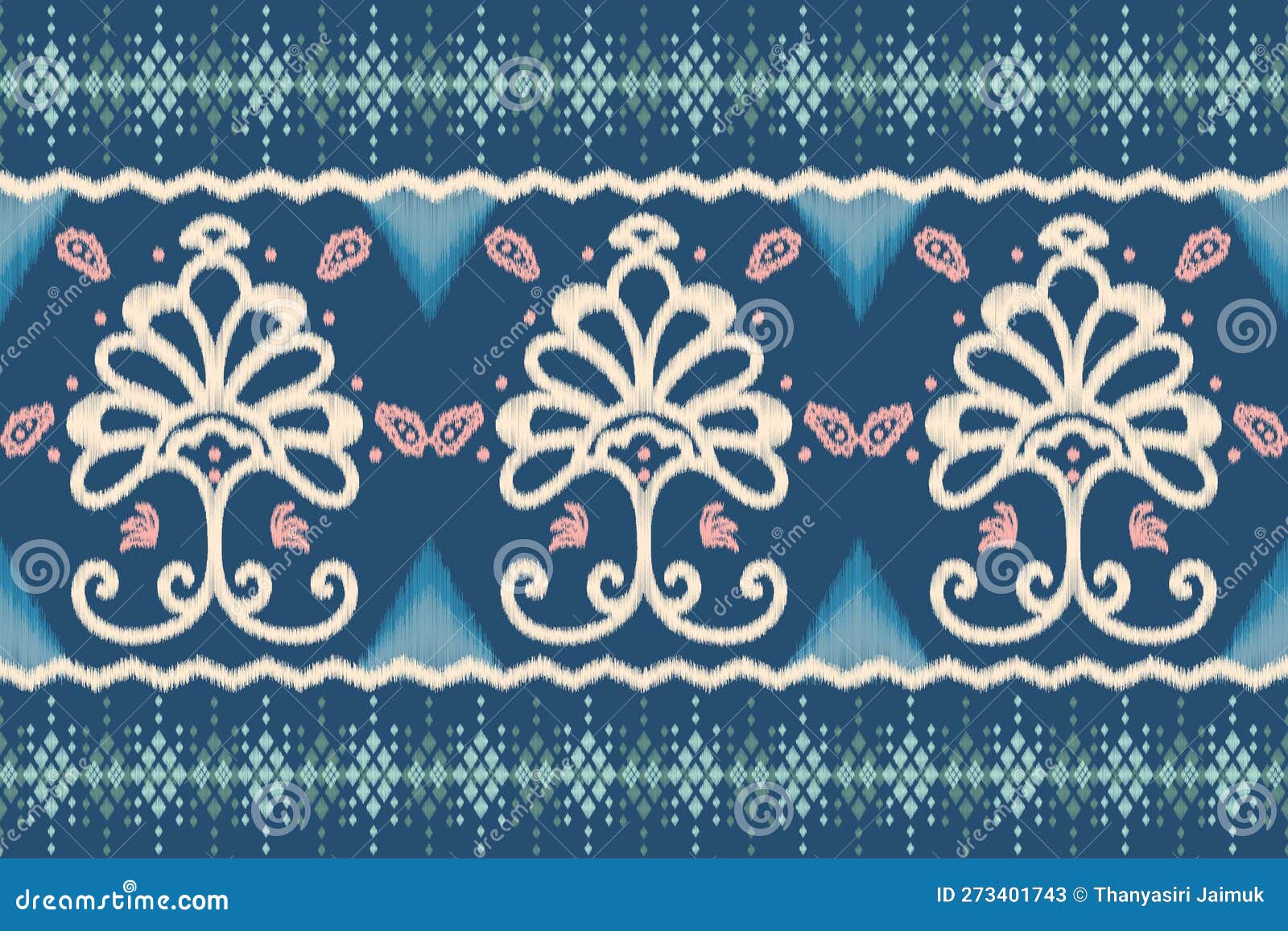 Ikat Motif Paisley Geometric Thai Textile Sarong Ethnic Seamless ...