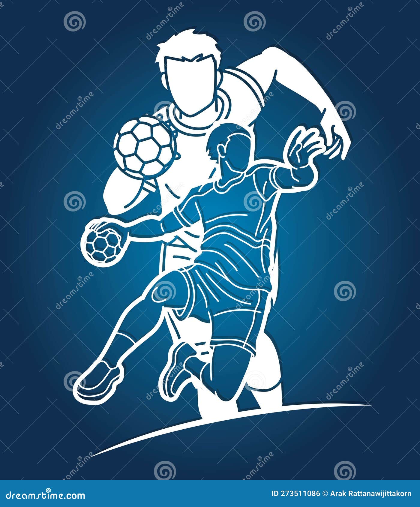 Group of Handball Sport Male Players Team Mix Action Stock Vector ...