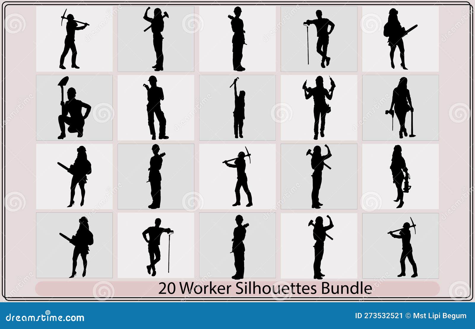 Worker Silhouettes Cartoon Vector | CartoonDealer.com #14404035