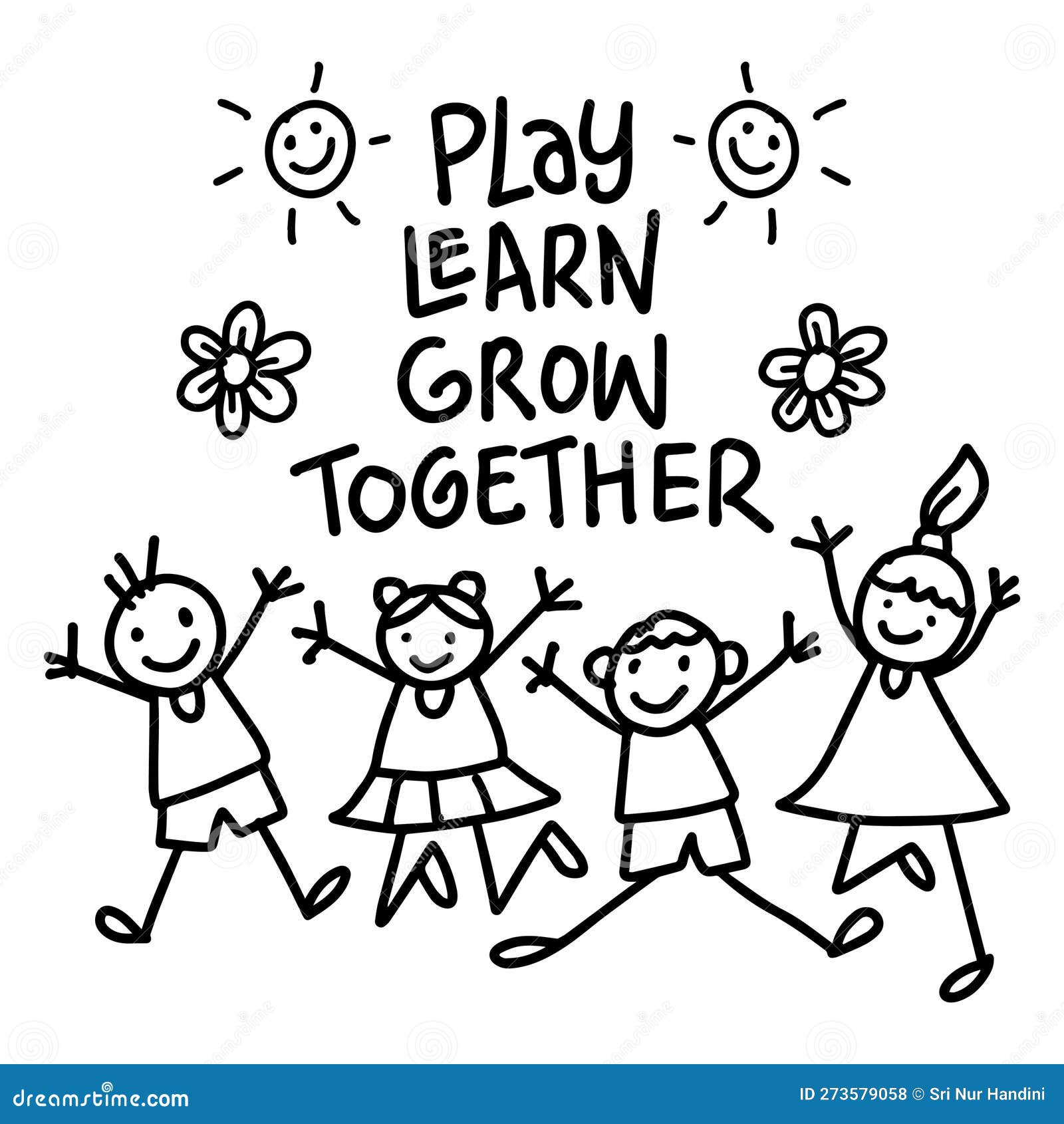 Play Learn, Grow Together Lettering. Stock Illustration - Illustration ...